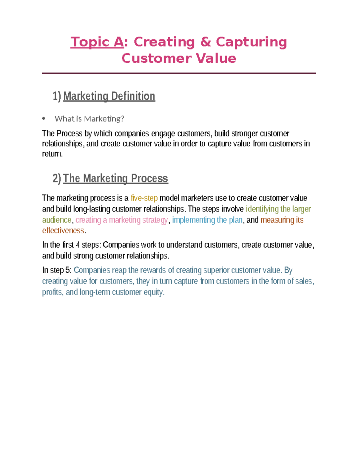 Topic A Creating & Capturing Customer Value - Topic A: Creating & Capturing Customer Value 1 ...