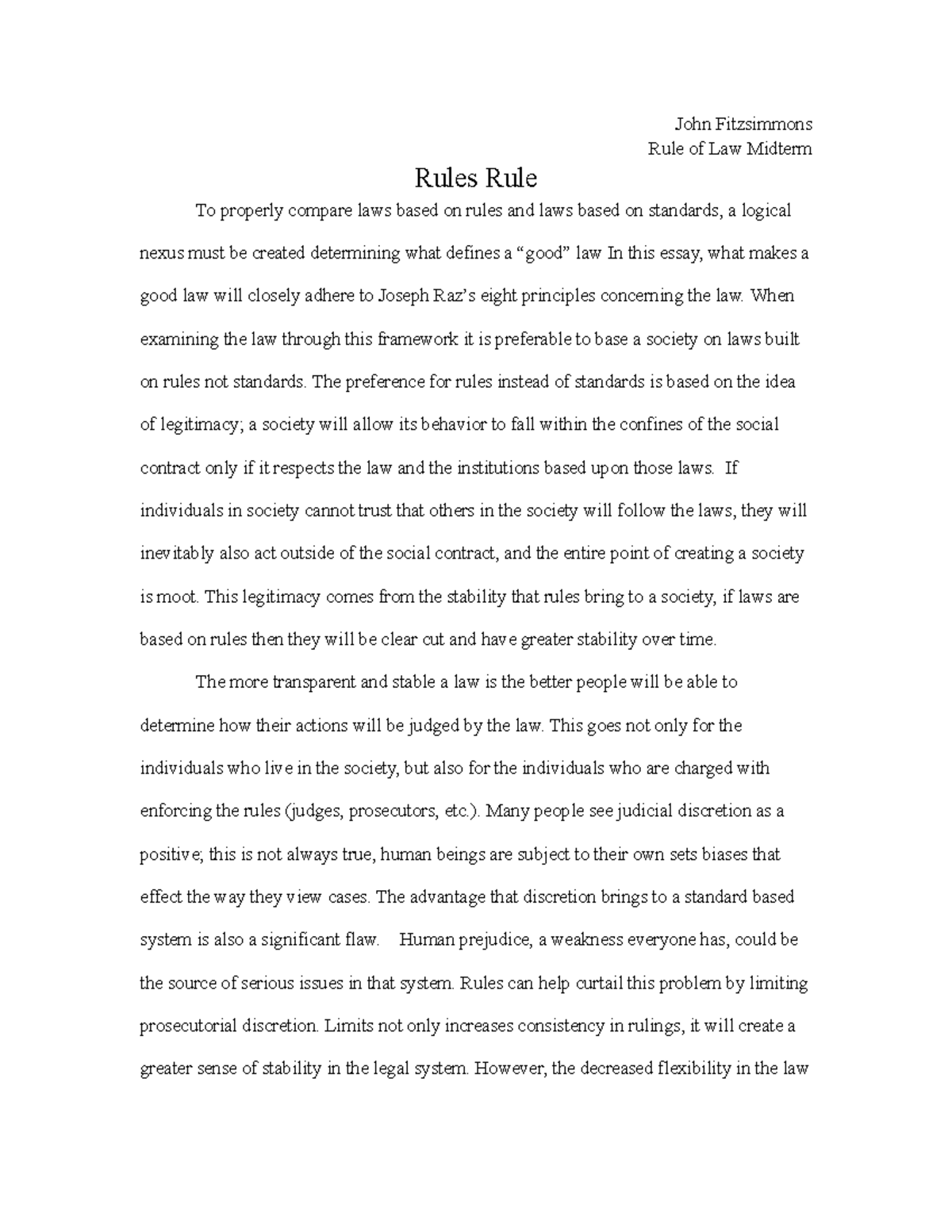 Rule Of Law Midterm 2 Lecture Notes 1 8 John Fitzsimmons Rule Of Rule Of Law Midterm 2 Lecture Notes 1 8 John Fitzsimmons Rule Of