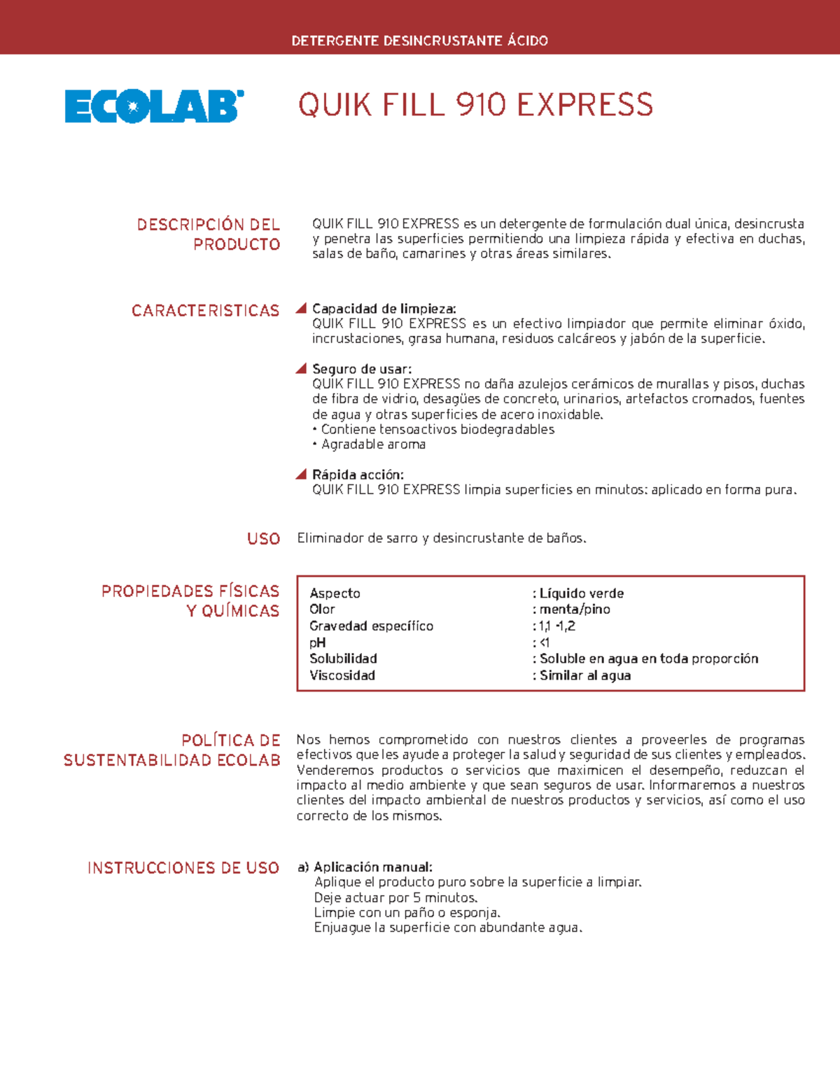 Quik Fill 910 Express FT - DETERGENTE DESINCRUSTANTE ÁCIDO USO ...