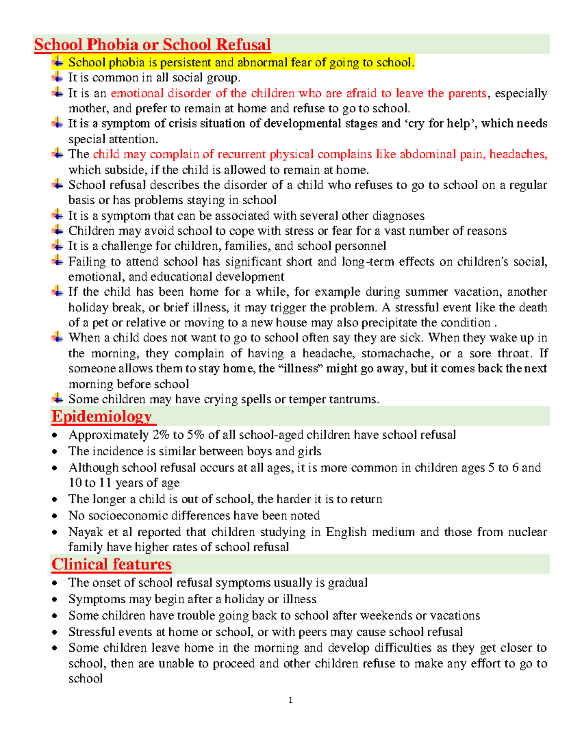 School Phobia - Presenting symptoms include fearfulness, panic symptoms ...