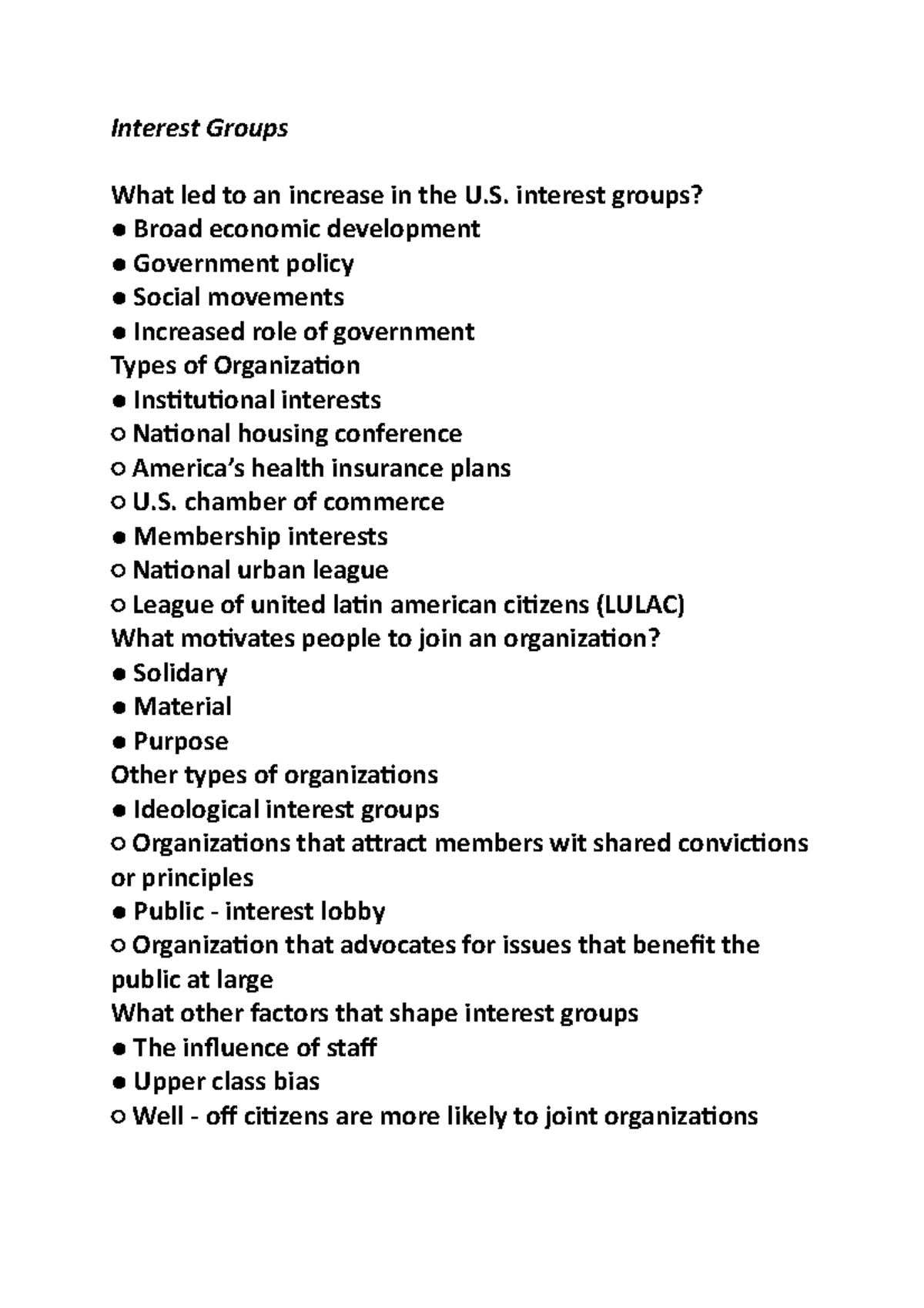 Chapter 11 AP Interest Groups - Interest Groups What led to an increase ...