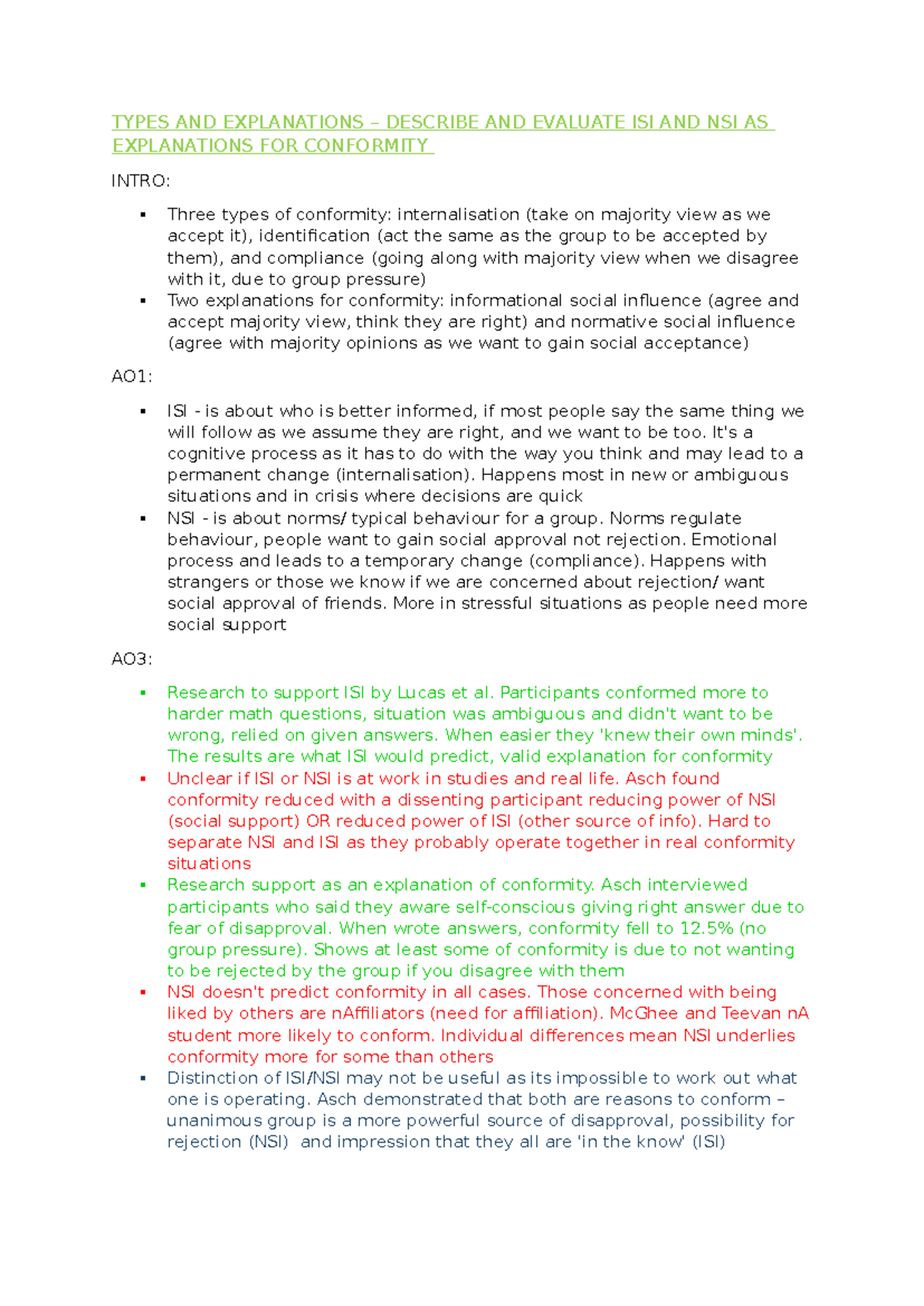 2. Types and explanations for conformity - TYPES AND EXPLANATIONS ...