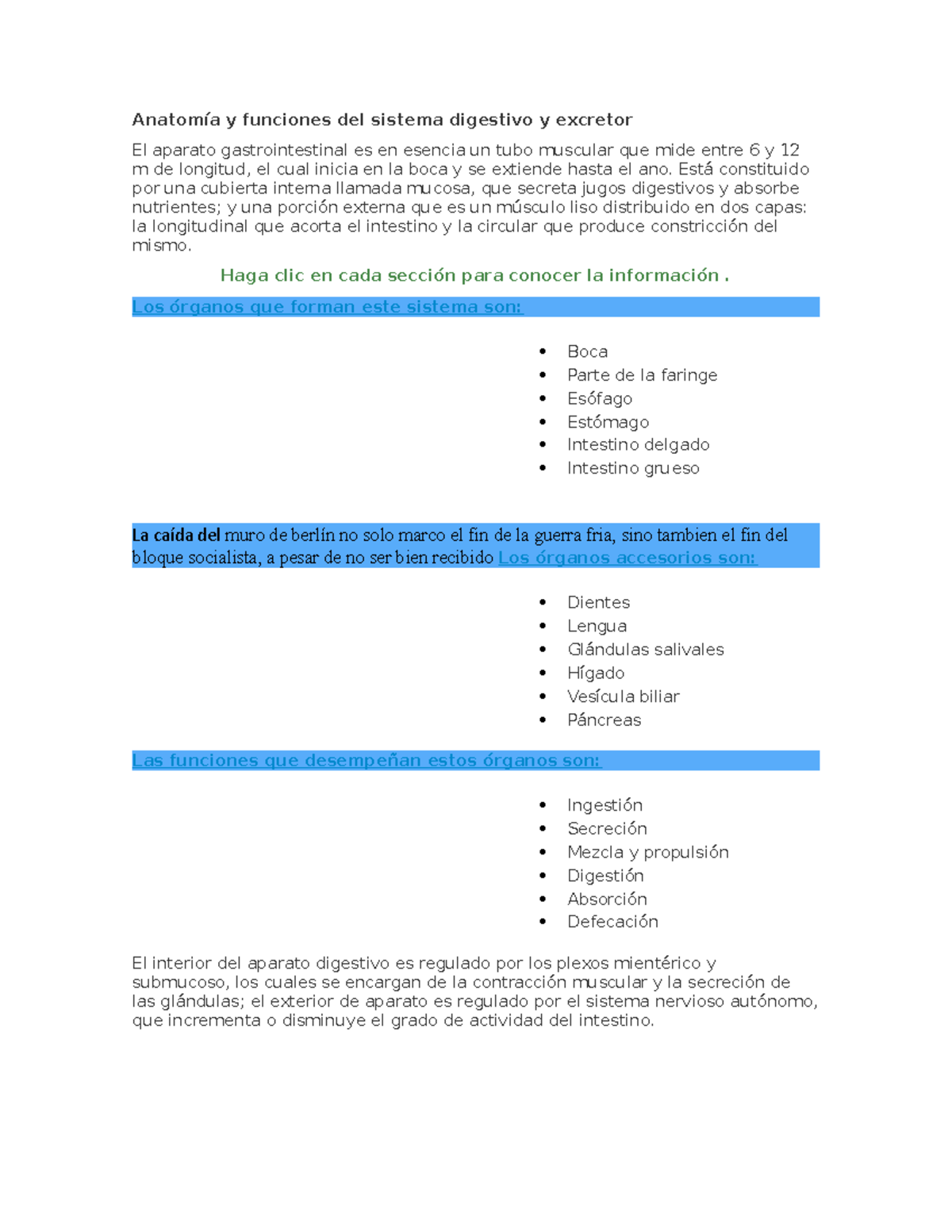Anatomía y funciones del sistema digestivo y excretor - Anatomía y ...