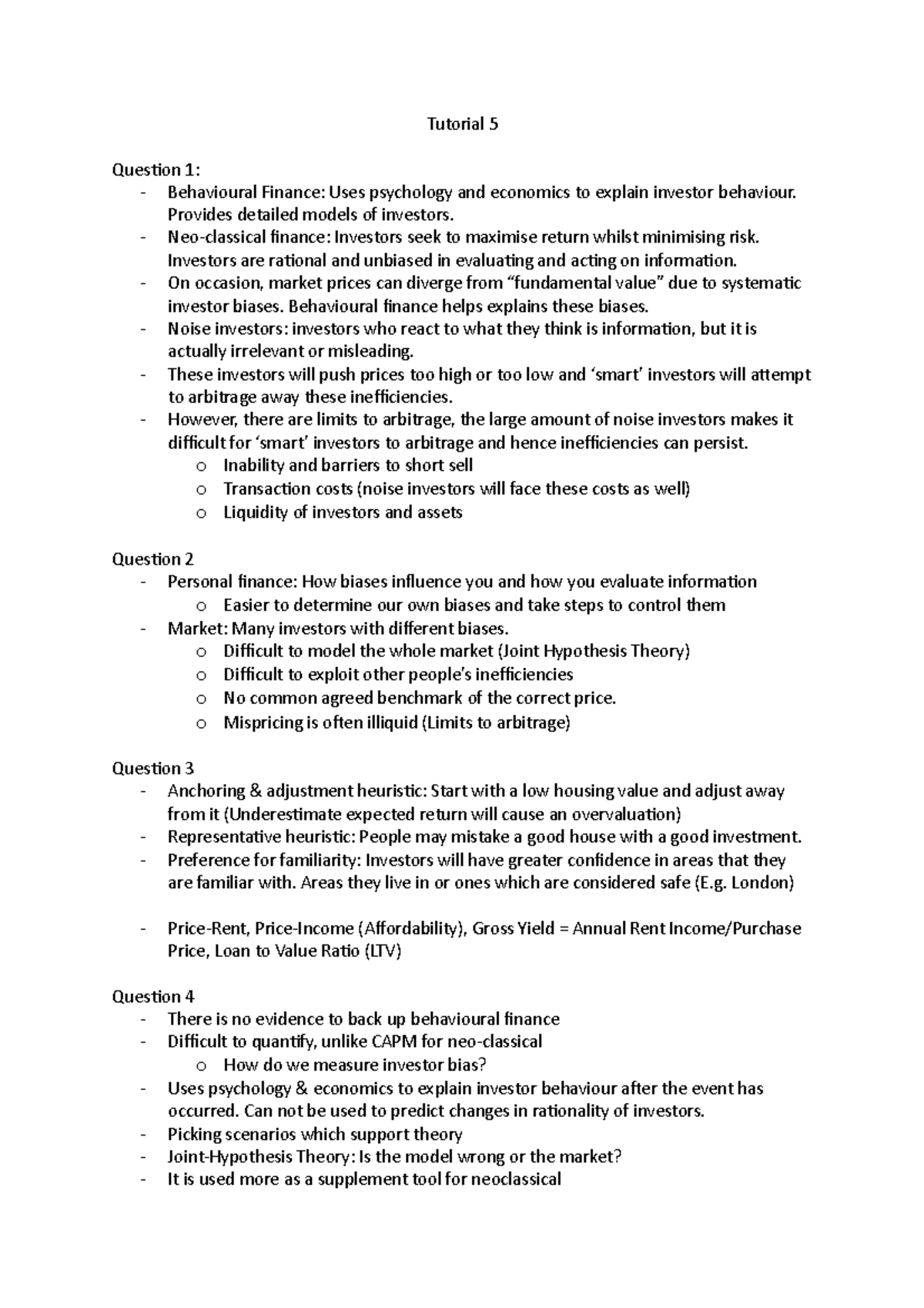 Tutorial-5-REDO - tut week 5 - Tutorial 5 Question 1: - Behavioural ...