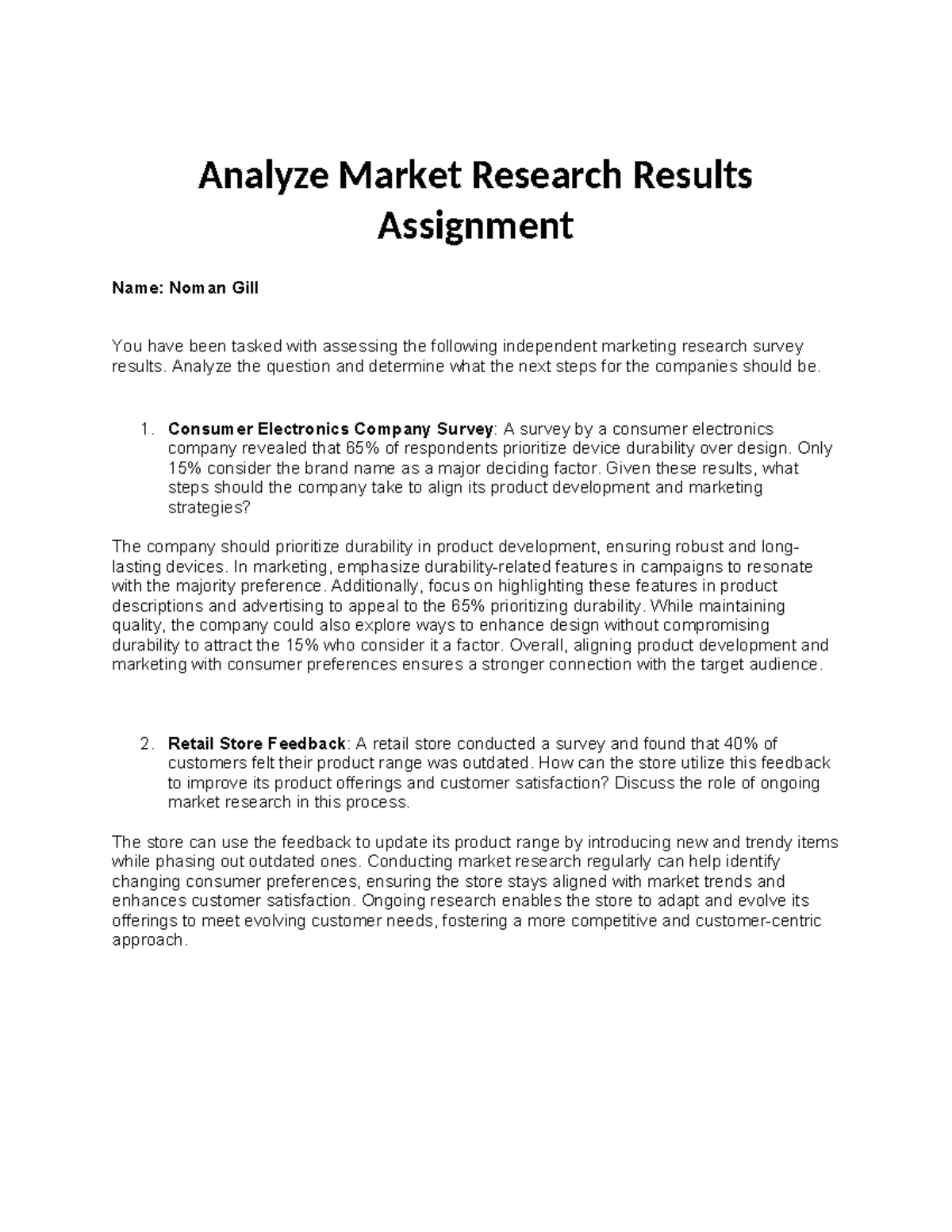 Mkt 241 document analyze Market Research Results Assignment - 1 ...
