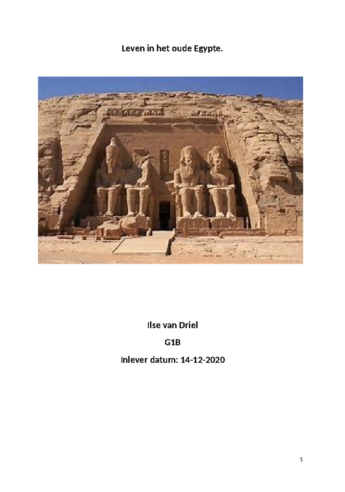 Werkstuk Egypte - Leven in het oude Egypte. Ilse van Driel G1B Inlever ...