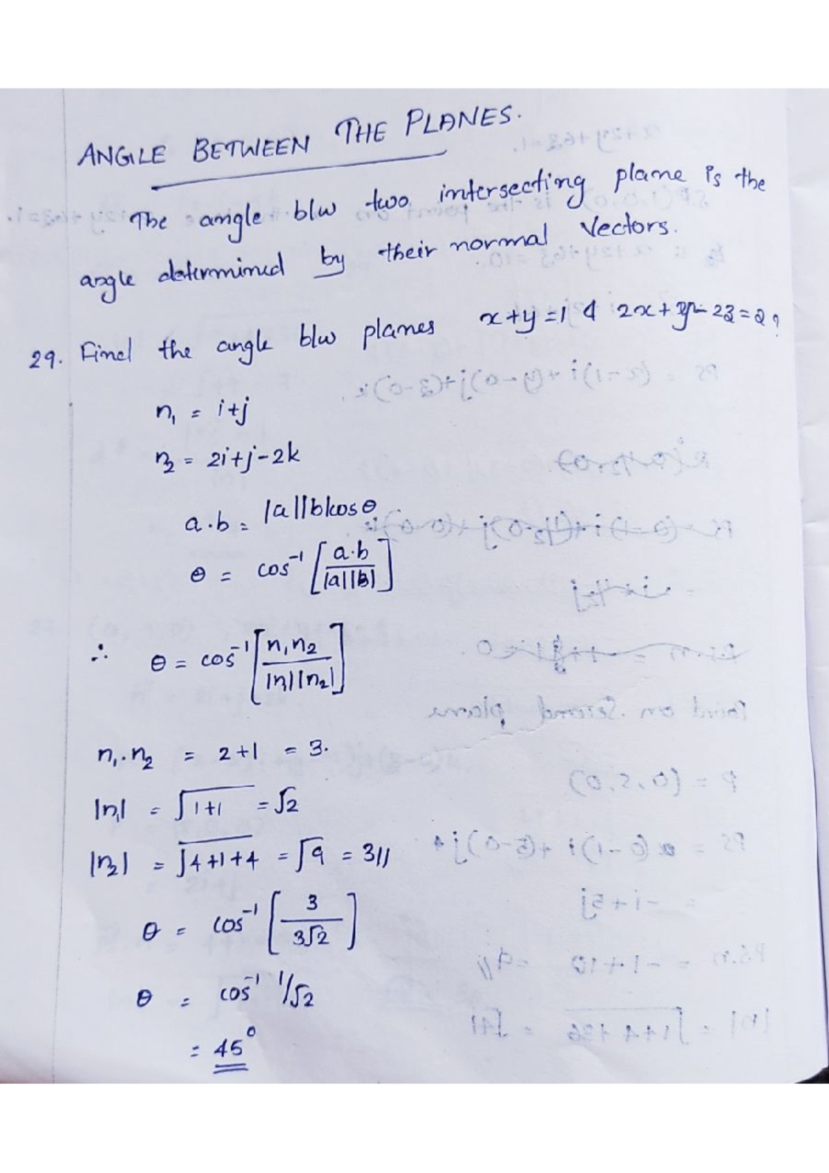 Angle blw the planes - Vector calculus 5 th sem - Studocu