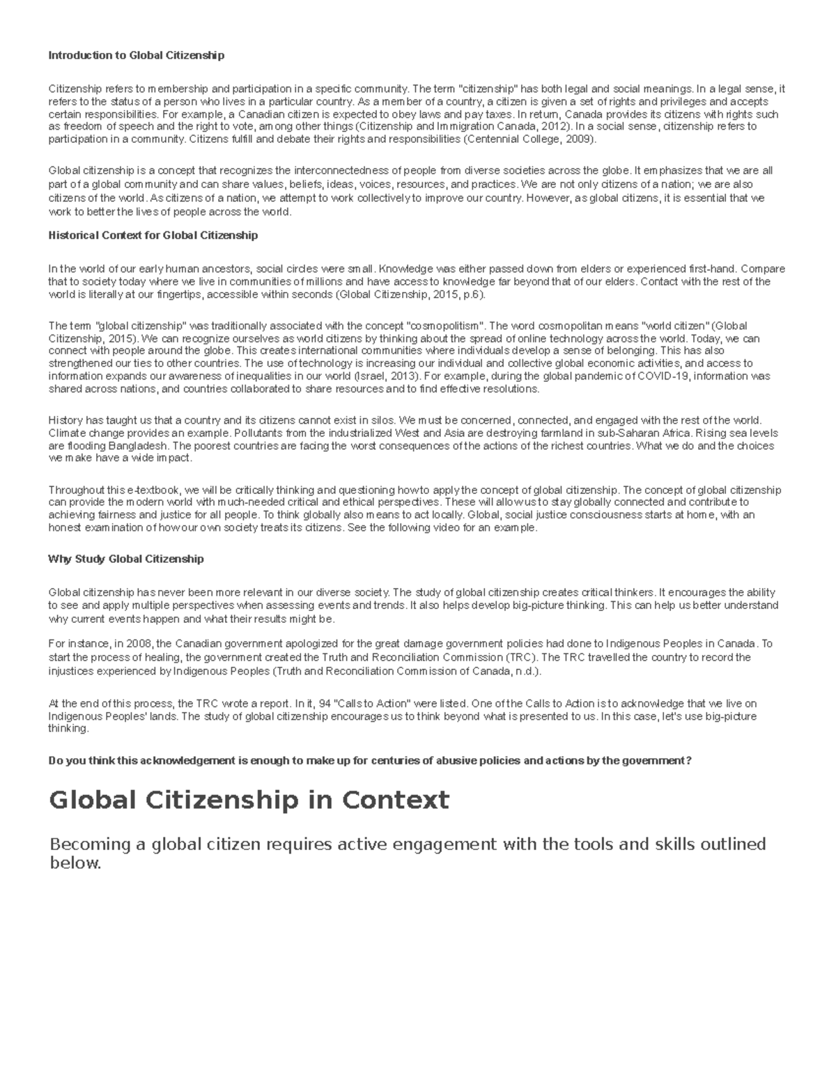 GNED WEEK 1 - Reviewer for quiz 1 - Introduction to Global Citizenship ...