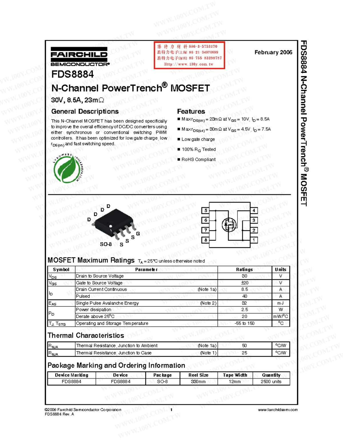 31- Fairchild-FDS8884 - February 2006 FDS8884 N-Channel PowerTrench ® MOSFET ©2006 Fairchild ...