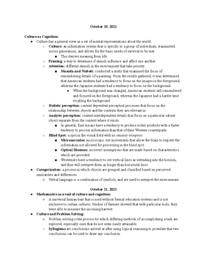 Unit 1 Cross Cultural Psychology Class Notes - August 31, 2021 Factors ...