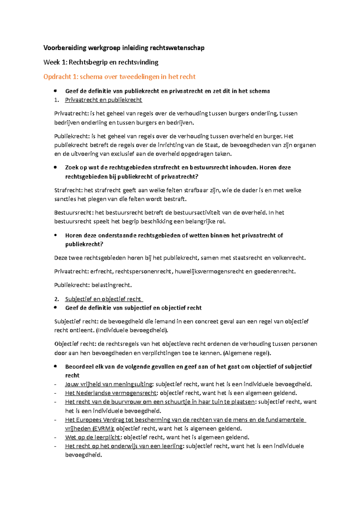 Voorbereiding week 1 inleiding rechtswetenschap - Voorbereiding ...
