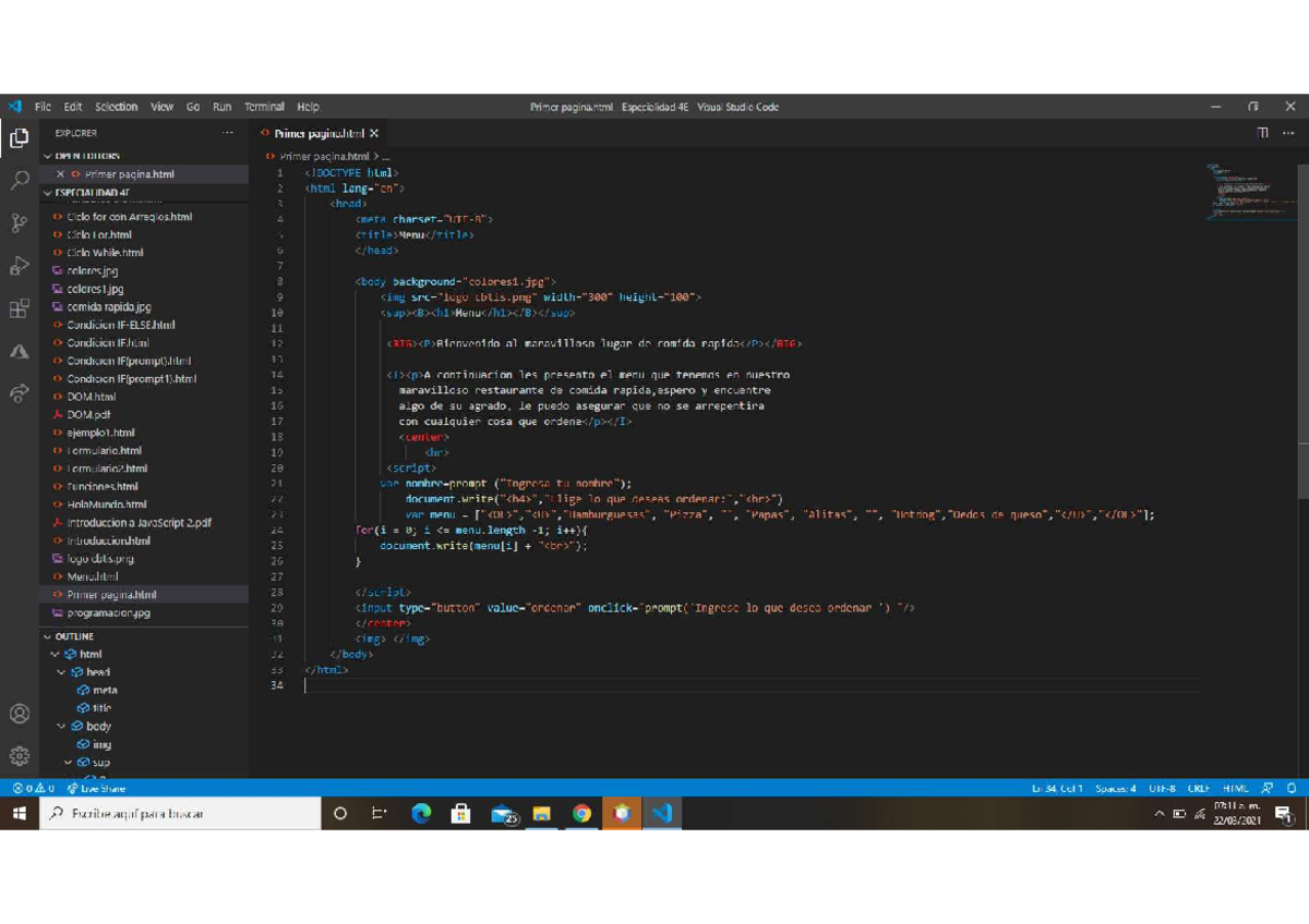 Primer pagina(Paginas Web) - Programacion - Studocu