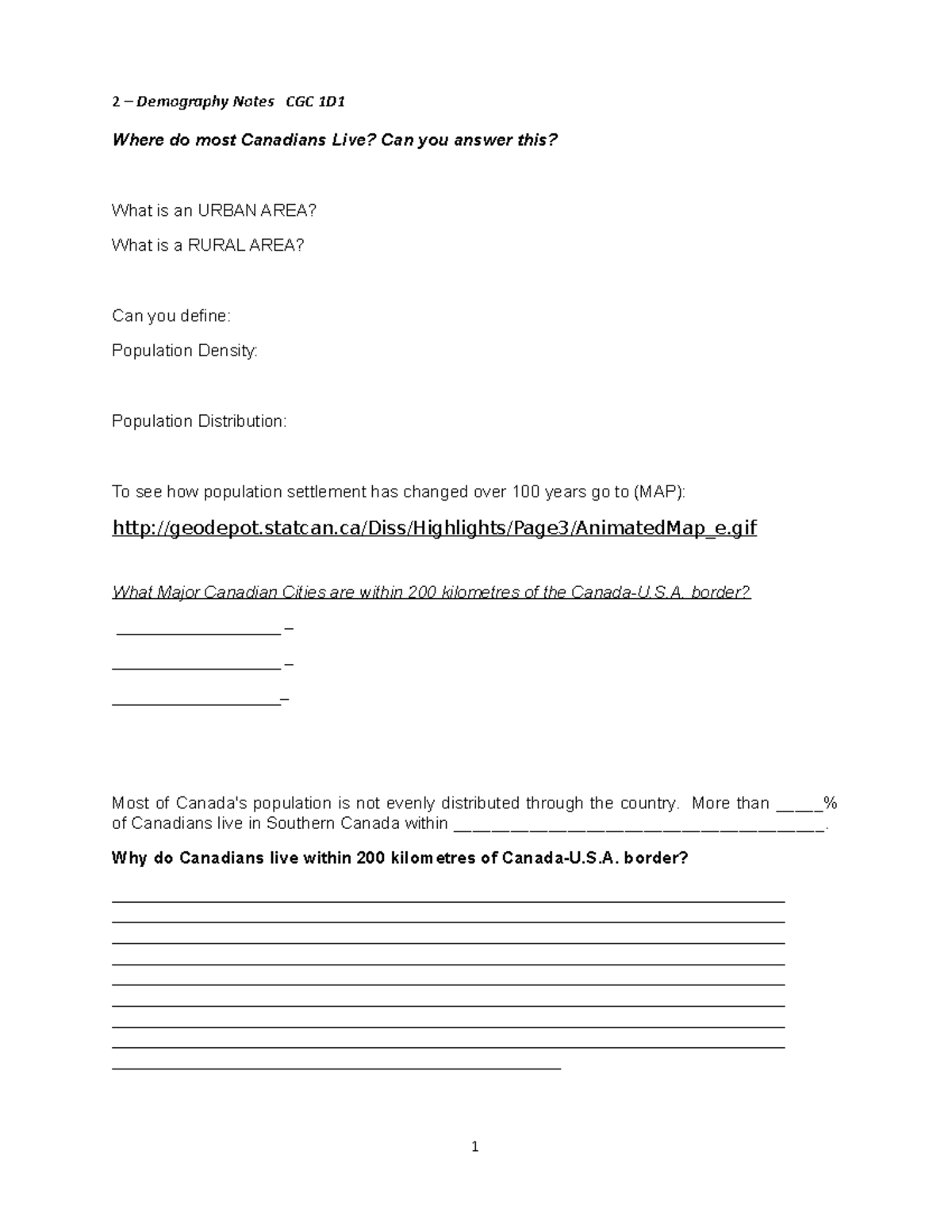 2a CGC 1D1 - Demography Notes for grade 9 - 2 – Demography Notes CGC 1D ...