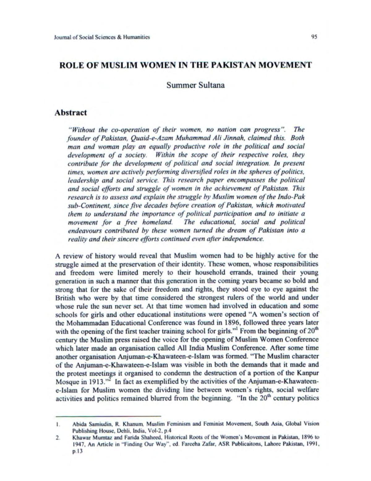 ROLE+OF+ Muslim+ Women+IN+THE+ Pakistan+ Movement - Social Work - Studocu