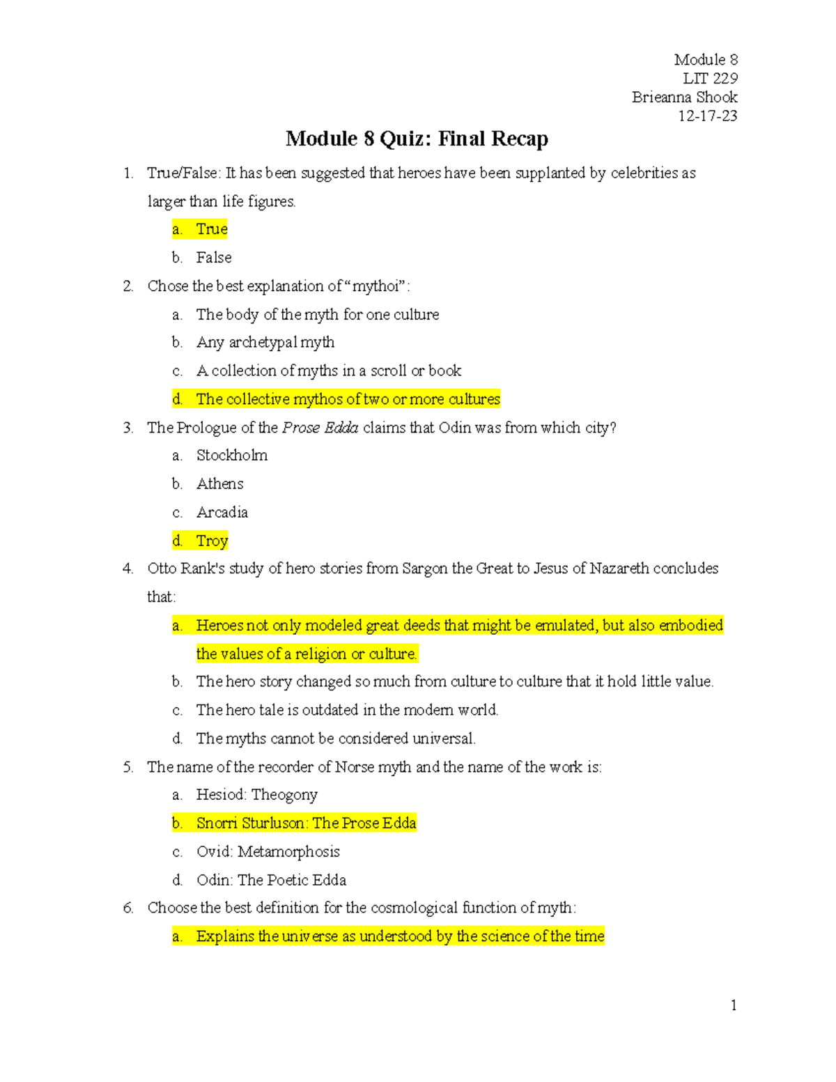 Module 8 Quiz - N/A - LIT 229 Brieanna Shook 12-17- Module 8 Quiz ...