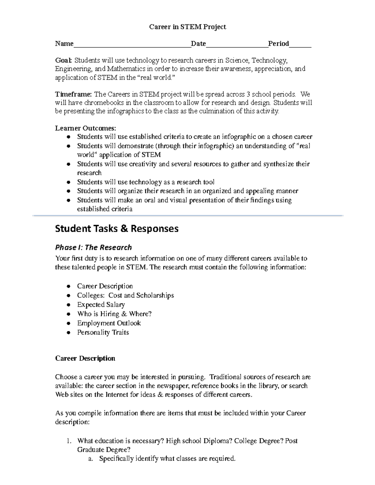 Career in STEM project infographic - Career in STEM Project - Studocu