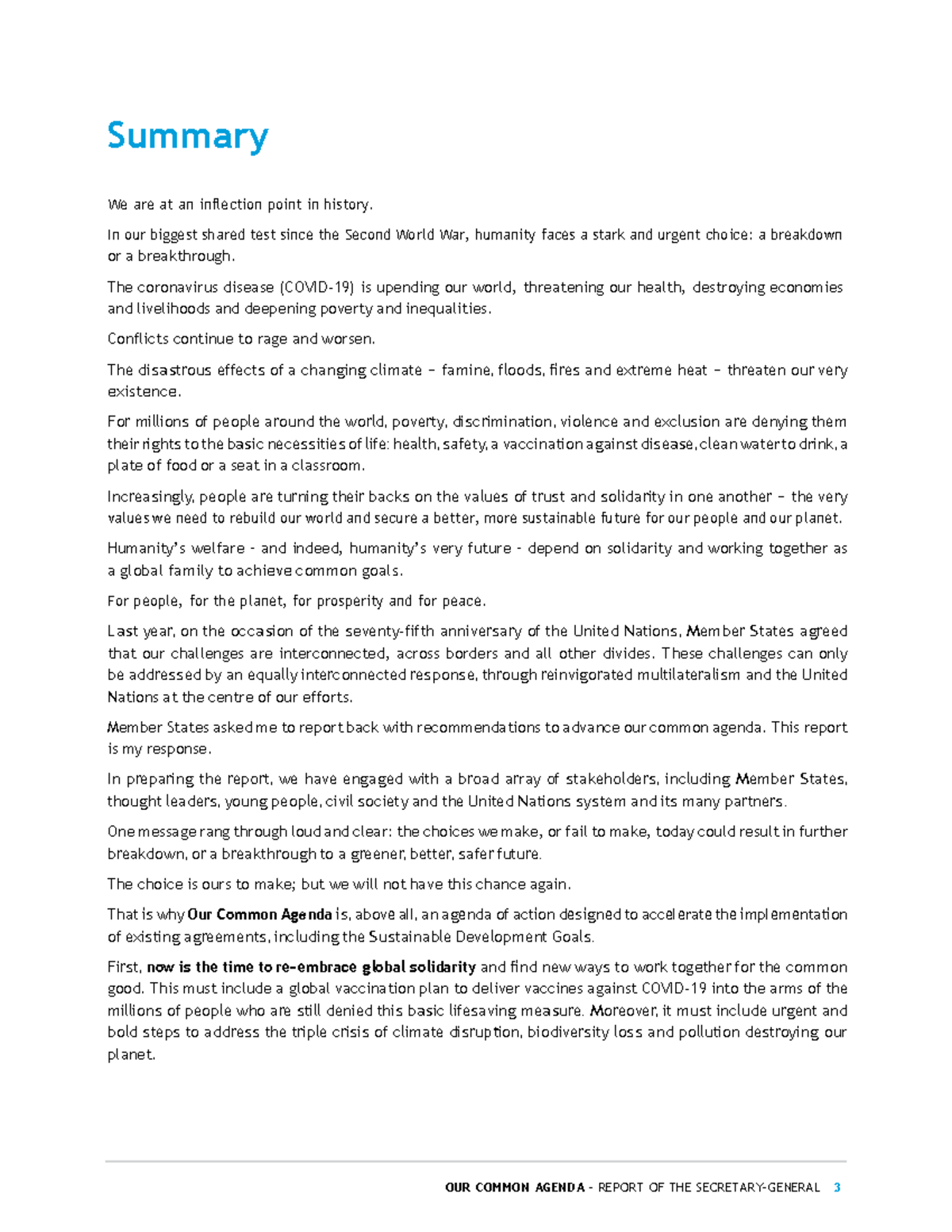 Common Agenda Summary English - OUR COMMON AGENDA – REPORT OF THE ...