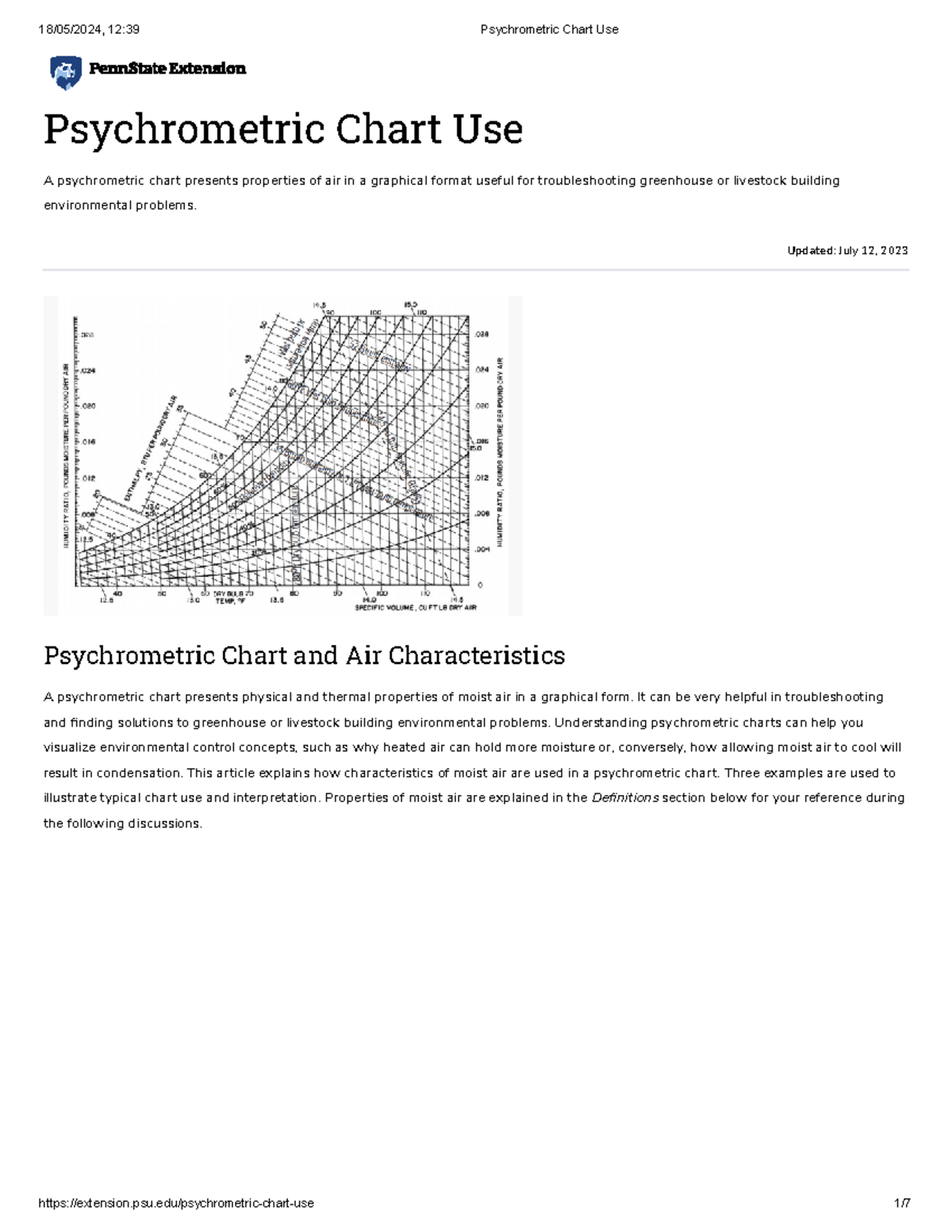 Psychrometric Chart Use - Updated: July 12, 2023 Psychrometric Chart ...