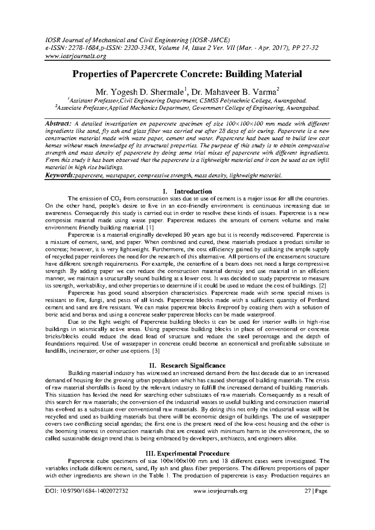 E1402072732 - IOSR Journal of Mechanical and Civil Engineering (IOSR ...