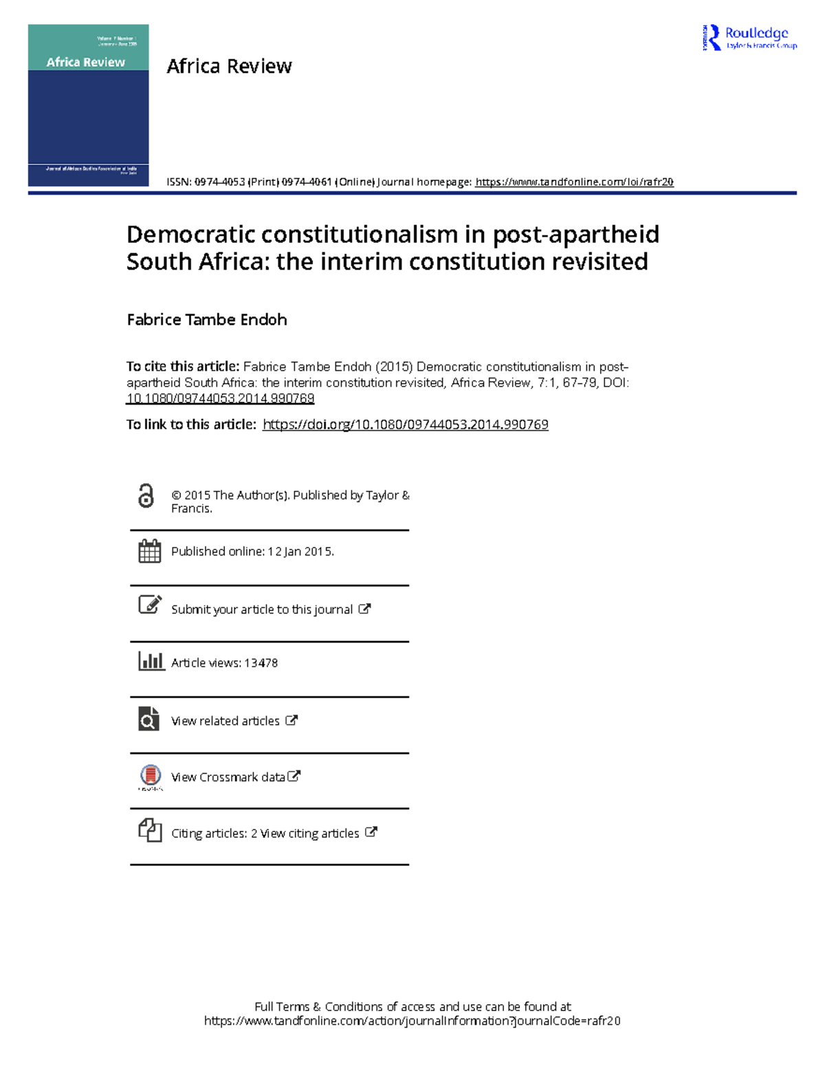 Democratic constitutionalism in post apartheid South Africa the interim ...