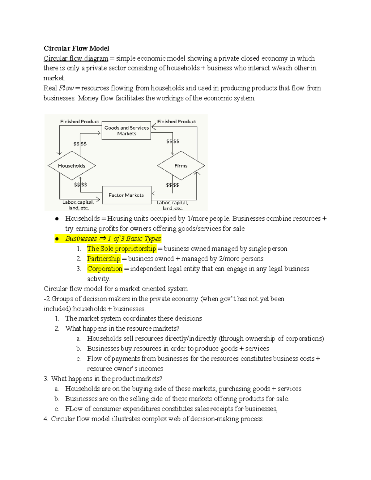 ECON Chpt. 2-3 - Circular Flow Model Circular flow simple economic ...