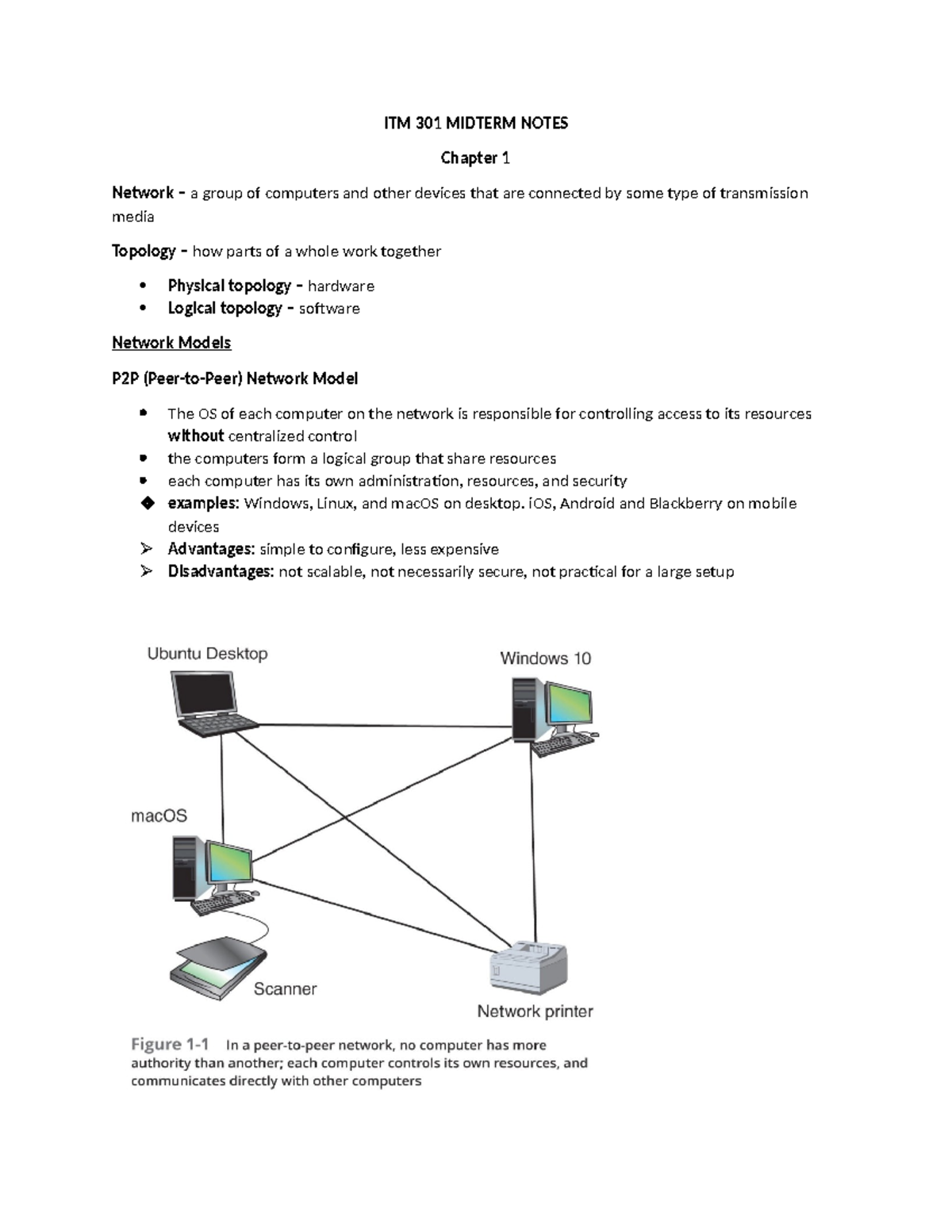 ITM 301 Midterm Notes - ITM 301 MIDTERM NOTES Chapter 1 Network – a ...