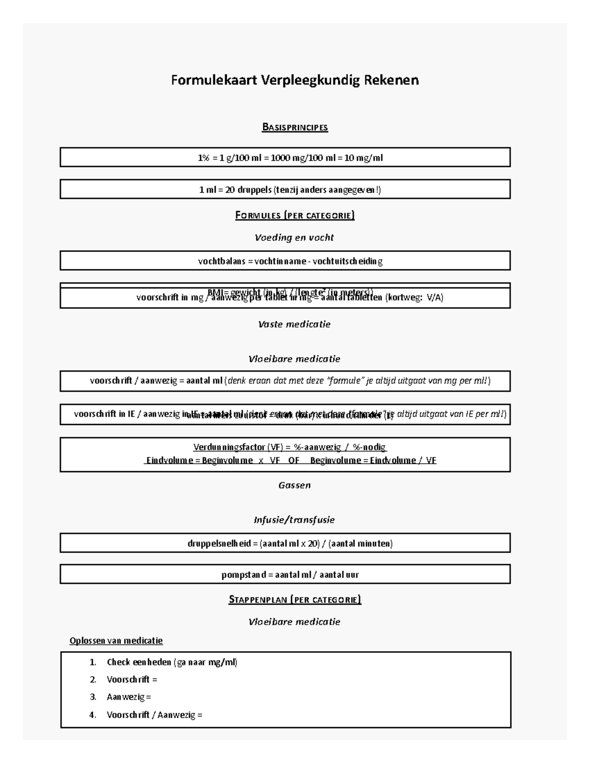Formulekaart Verpleegkundig Rekenen 2020-11 - Formulekaart ...