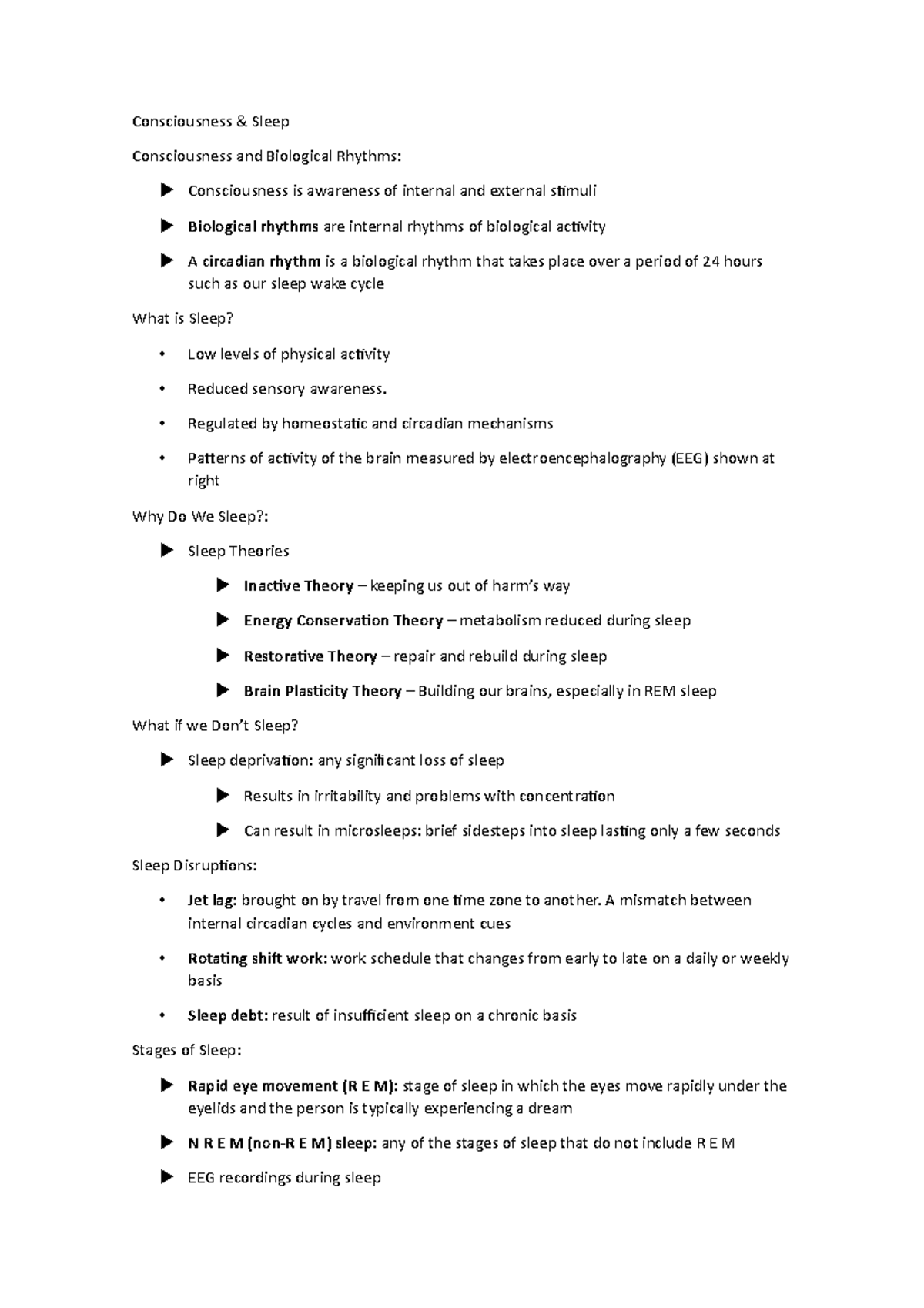 Consciousness and Sleep - Consciousness & Sleep Consciousness and ...