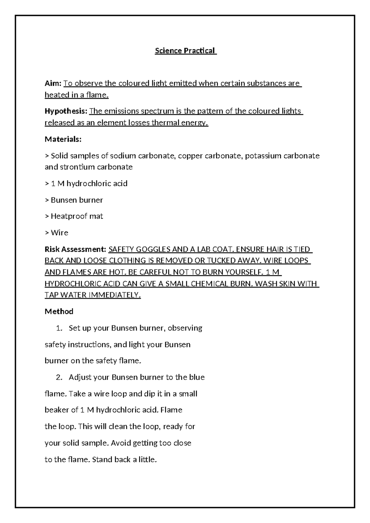 Science Practical - notes - Science Practical Aim: To observe the ...