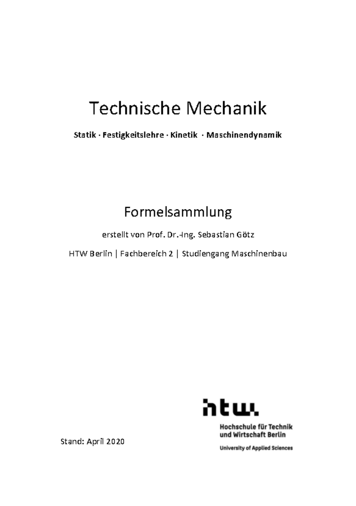 Entwurf TM-Formelsammlung HTW Berlin - Warning: TT: undefined function: 32 Warning: TT ...