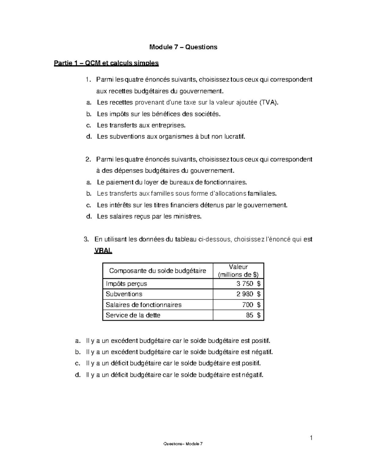 Module 7 - Ex. mis à la disposotion des étudiants-Sans corrigé - 1 ...
