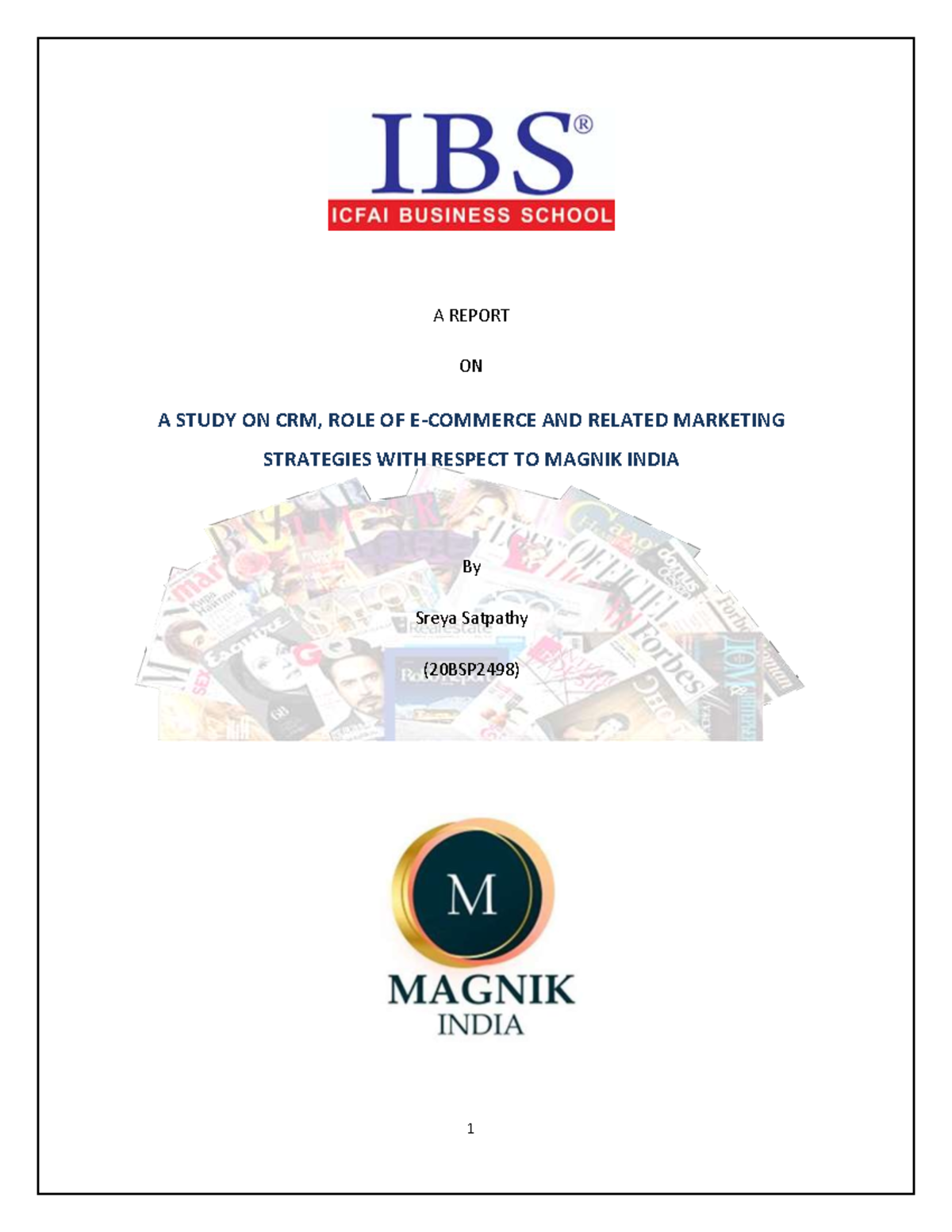 557463140 Magnik India Report - A REPORT ON A STUDY ON CRM, ROLE OF E ...