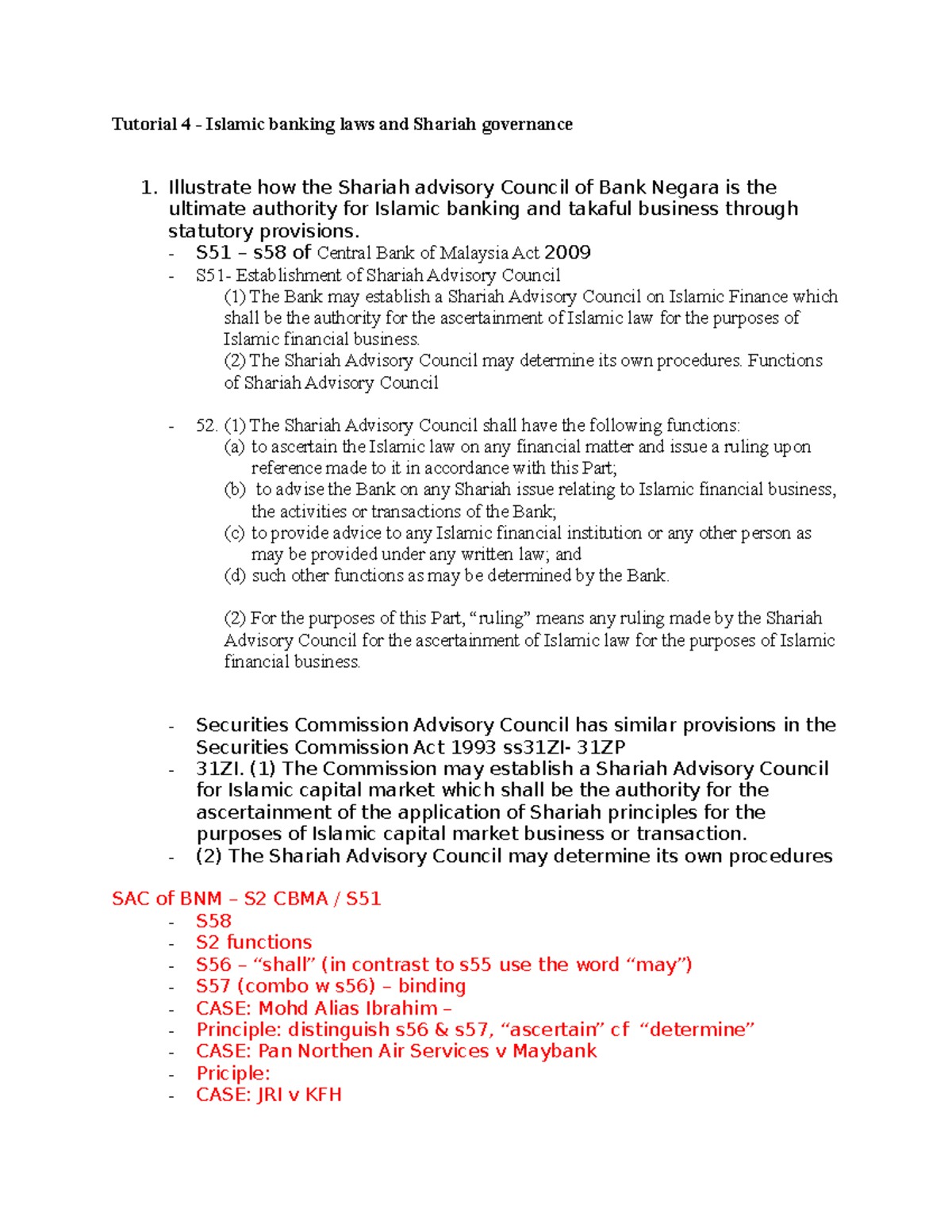 Islamic Banking Tutorial 4 - Tutorial 4 - Islamic banking laws and ...