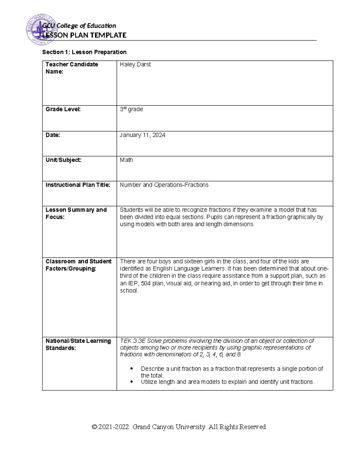 Differentiating Math Activities - LESSON PLAN TEMPLATE Section 1 ...