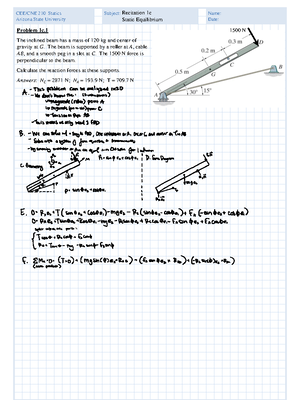 CEE210 Rec 3b-Dist Load-PROB - Name: Date: CEE/CNE 210 Statics Subject: Arizona State University ...