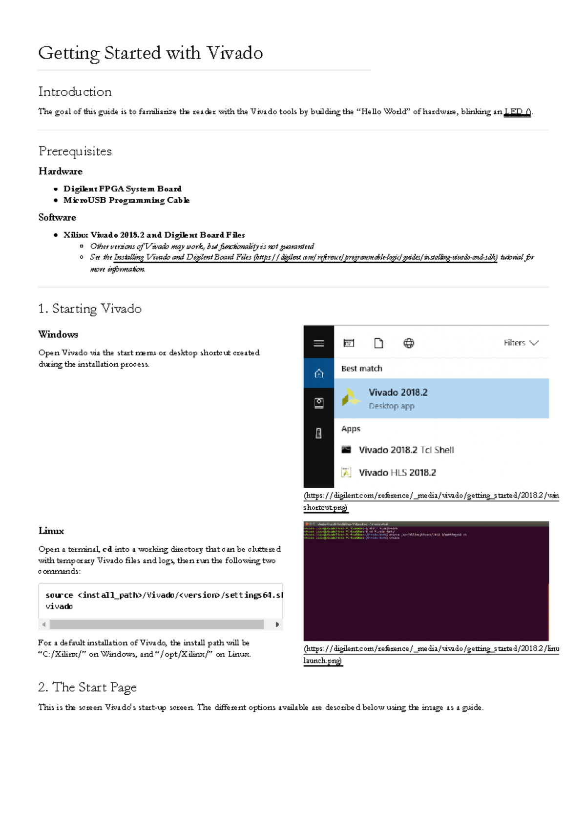 Getting Started with Vivado - Digilent Reference - Open Vivado via the start menu or desktop ...