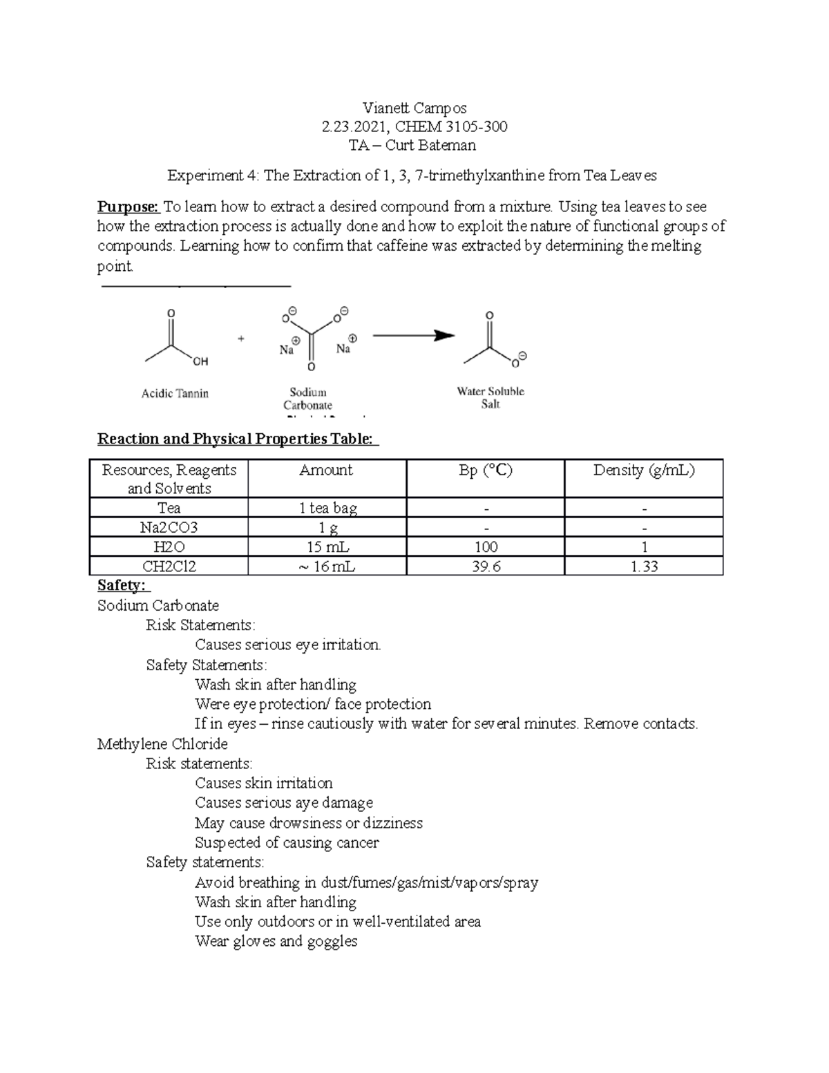 Lab Report 4 - Vianett Campos 2.23, CHEM 3105- TA – Curt Bateman ...