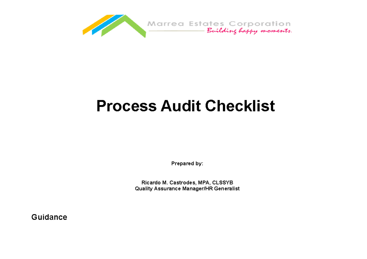 ISO 9001-2015 Process Audit Checklist - Guidance Process Audit ...