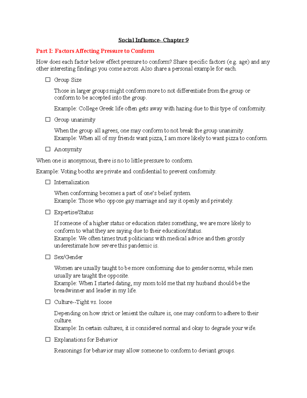 Blended Activity Social Influence Assignment - Social Influence ...