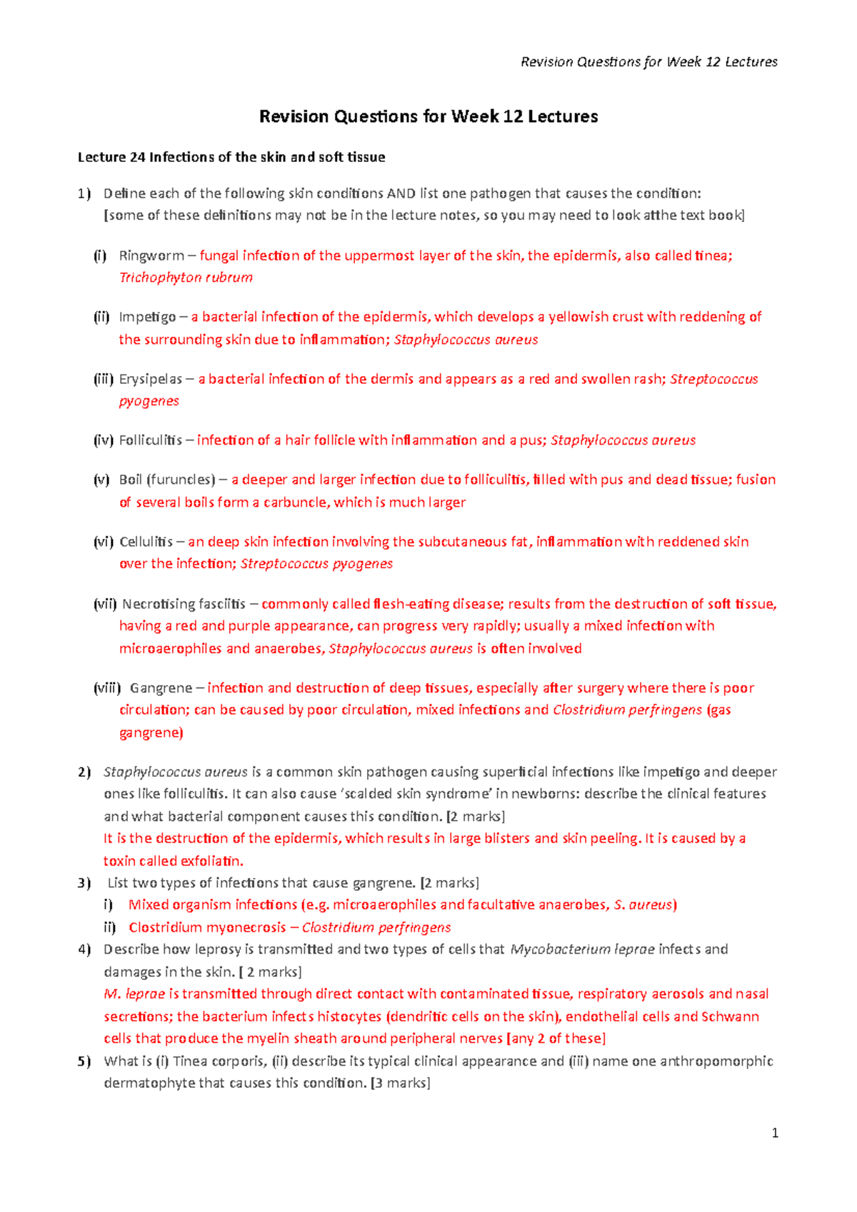 Revision Question for Week 12 Lectures Answers-2 - Revision Questions for Week 12 Lectures ...