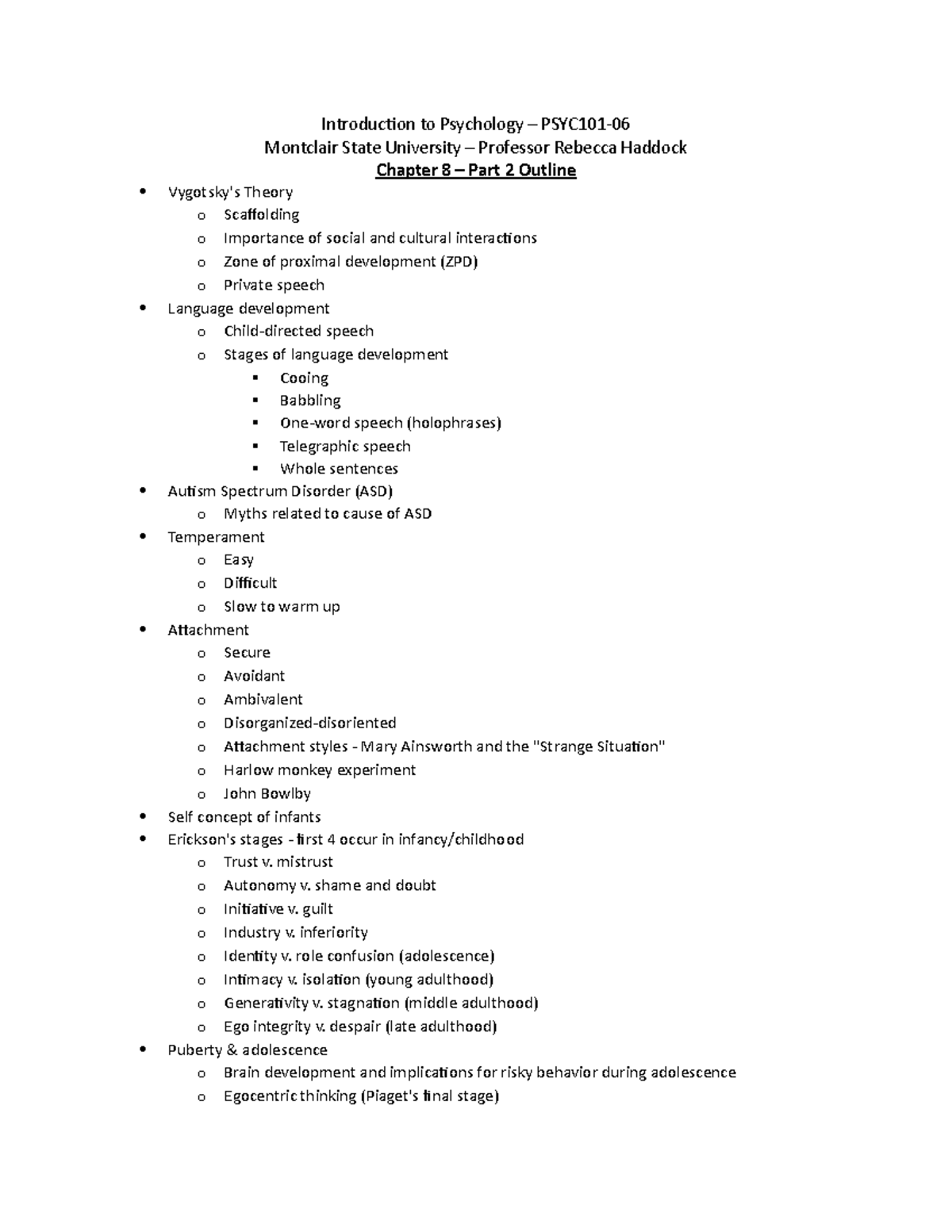 PSYC 101-06 C8 Part 2 - Lecture notes 8 - Introduction to Psychology ...
