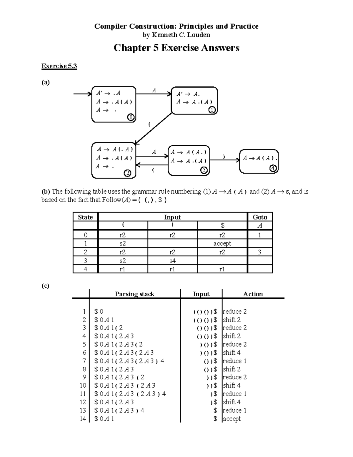 Ch5ans - Compiler Construction: Principles and Practice by Kenneth C ...
