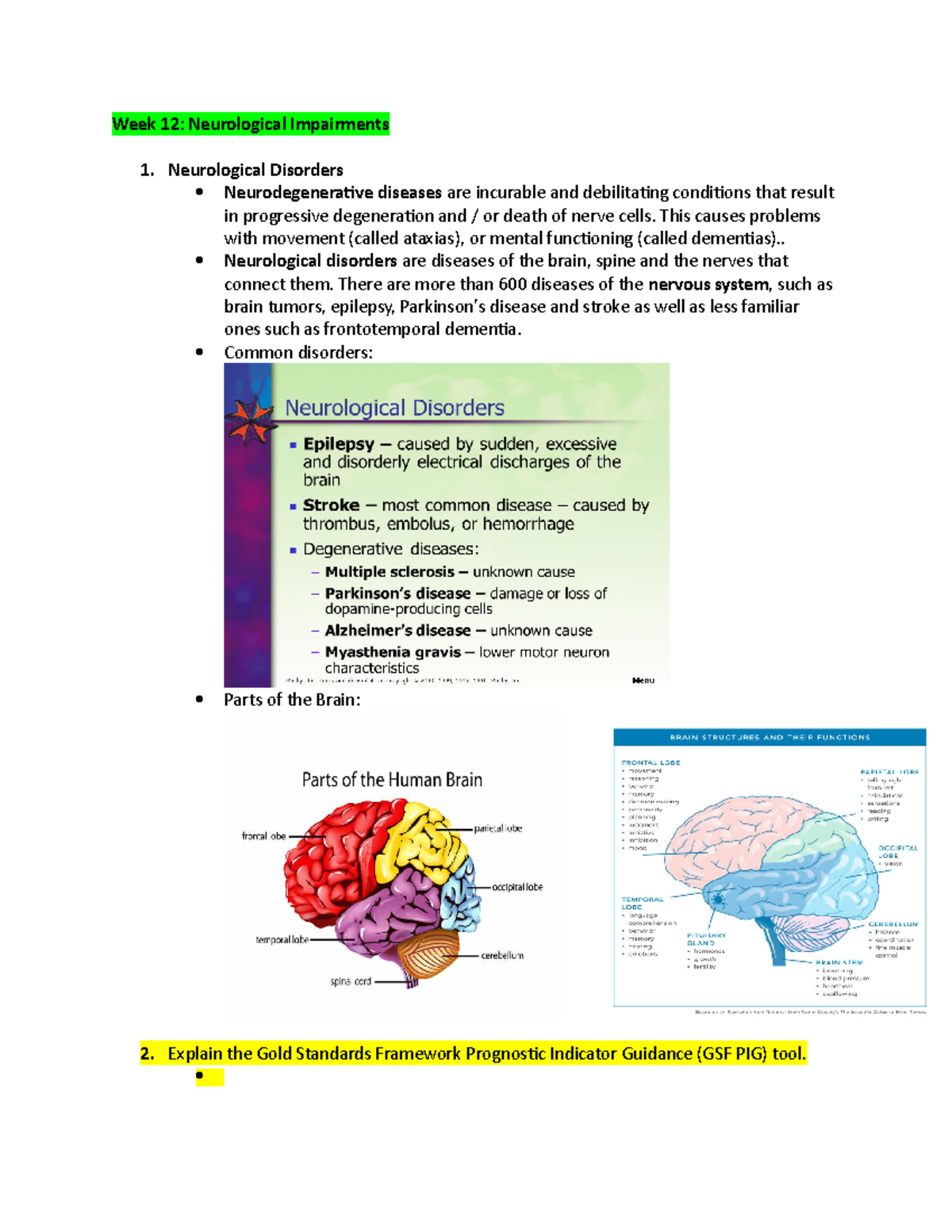 Week 12 Learning Outcomes - Week 12: Neurological Impairments 1 ...