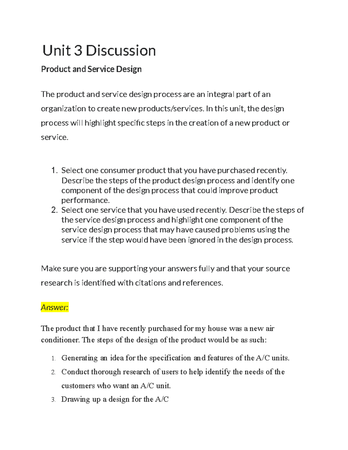 LDavis MT435-01 Unit 3 Discussion - Unit 3 Discussion Product and ...