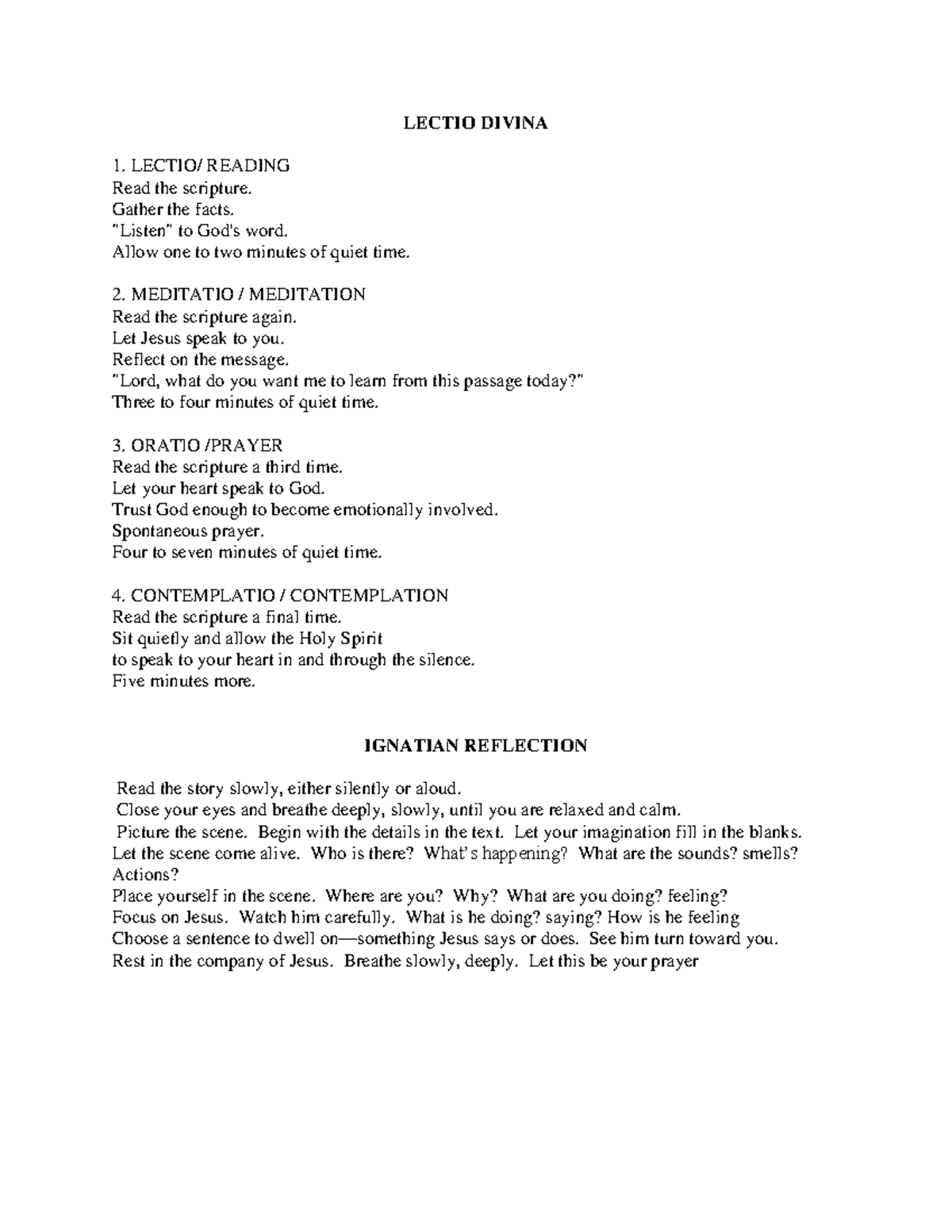 Lectio Divina - This includes guides of prayers. - LECTIO DIVINA 1 ...