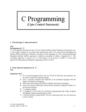 Program Output Check - Dr. Abu Nowshed Chy 1 Program Output Check Write the Output of the ...