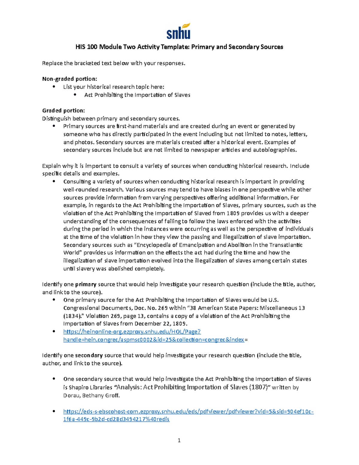 HIS 100 Module Two Activity Sources Template - HIS 100 Module Two ...