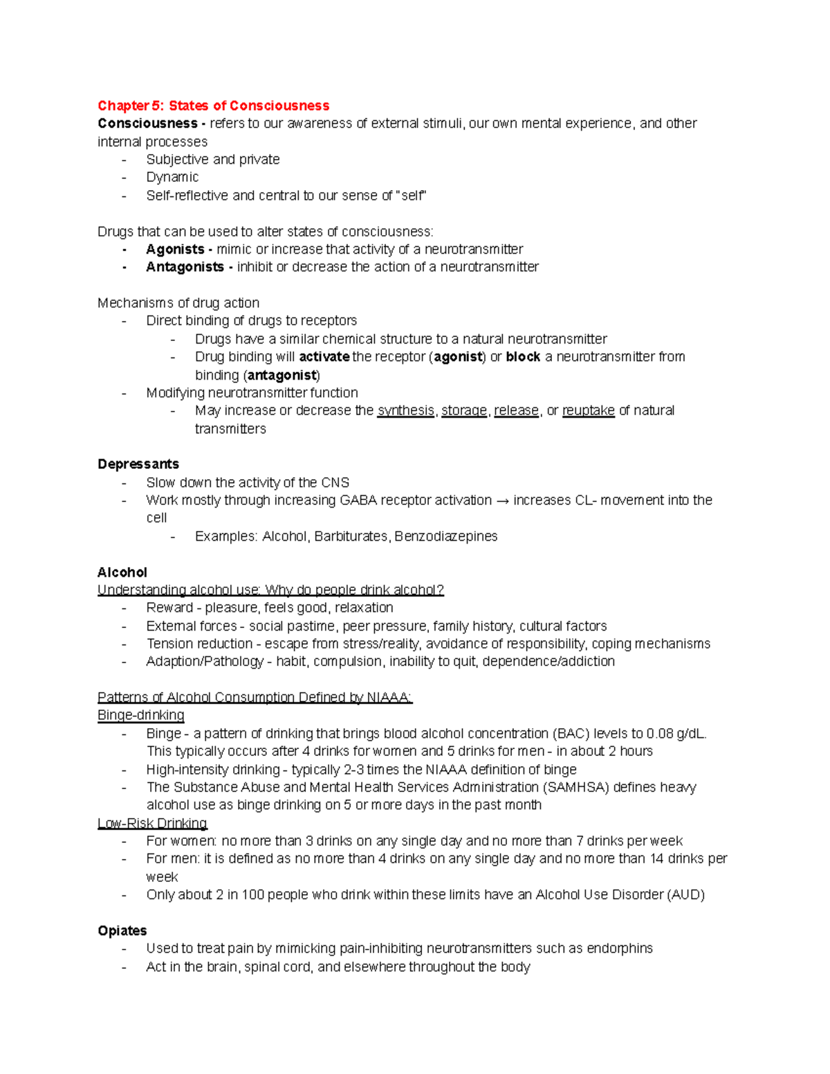 Chapter 5 States of Consciousness - Chapter 5: States of Consciousness ...
