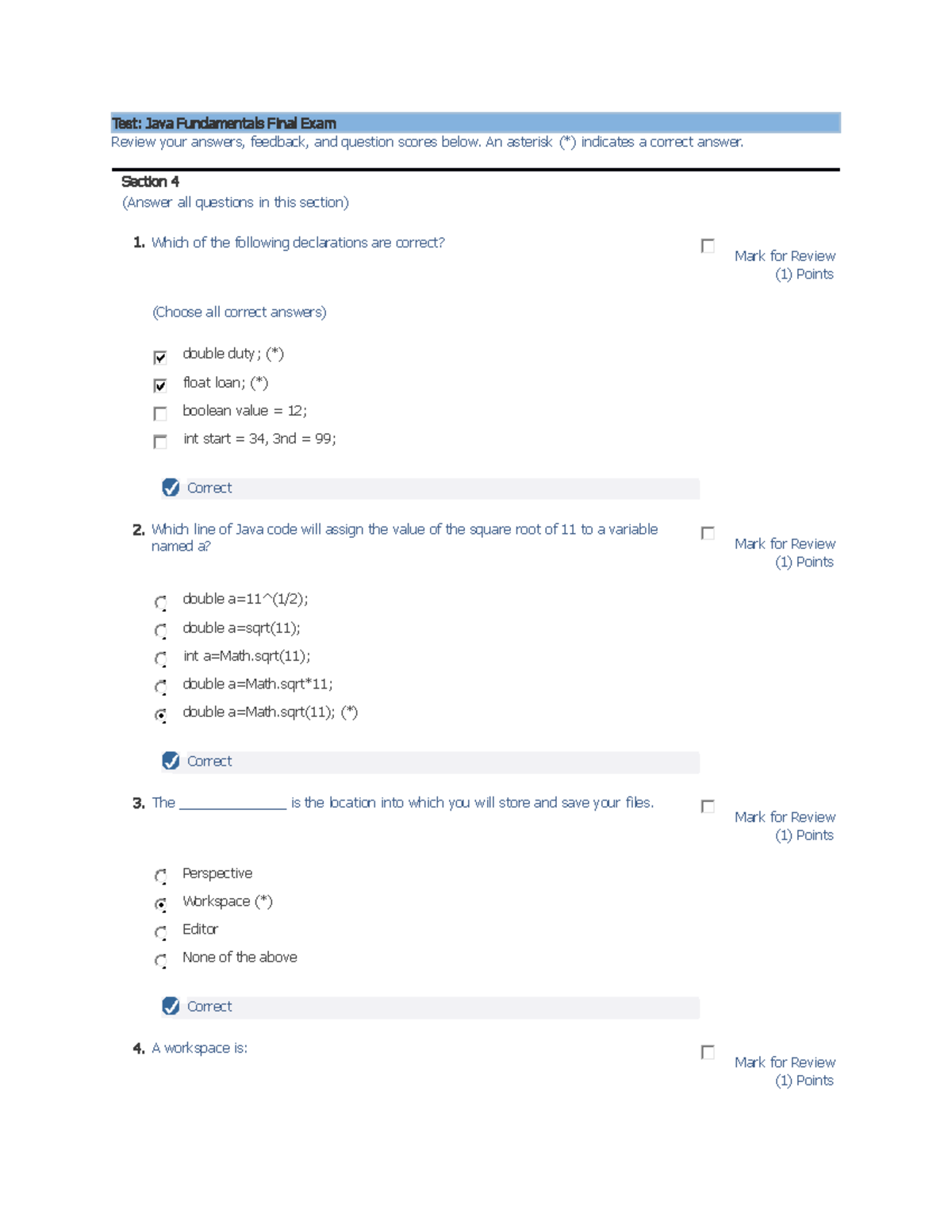 Question and Answer Final EXAM Oracle - Test: Java Fundamentals Final ...