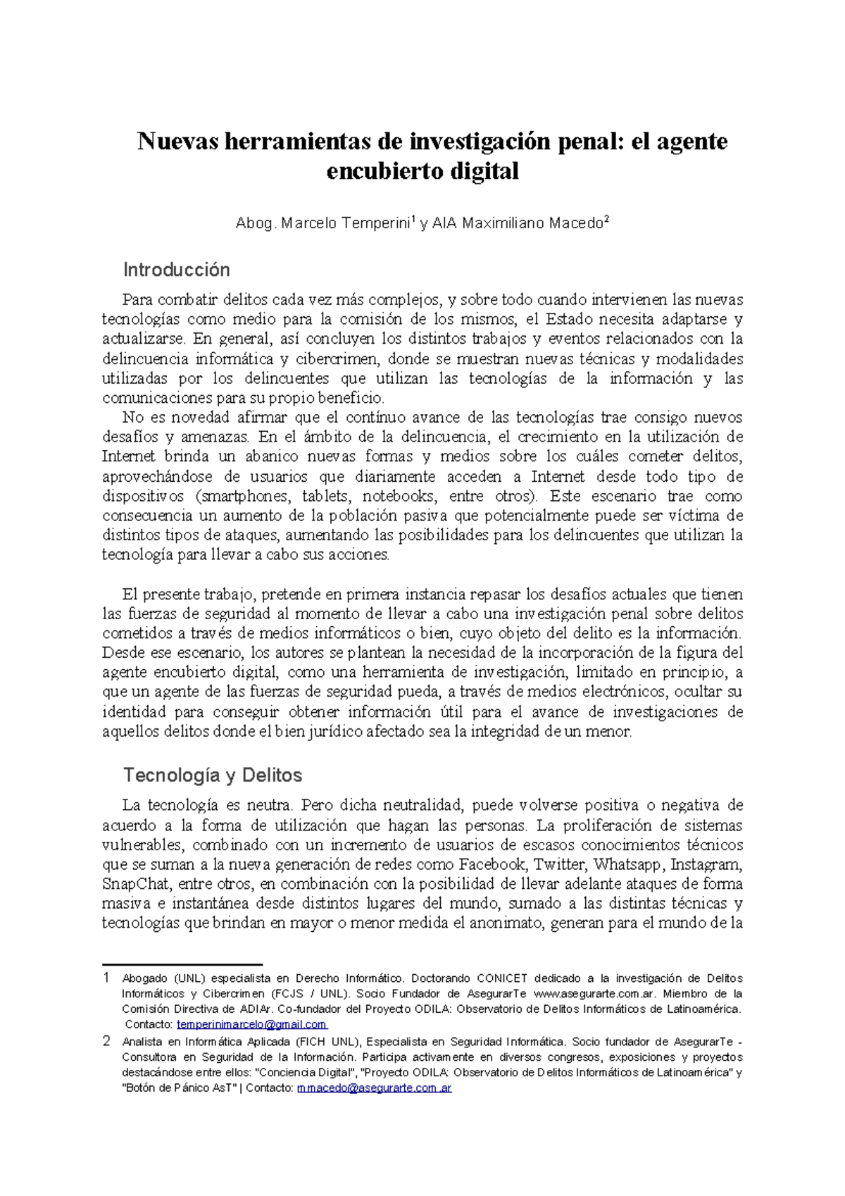 Agente Encubierto Digital - Nuevas herramientas de investigación penal ...